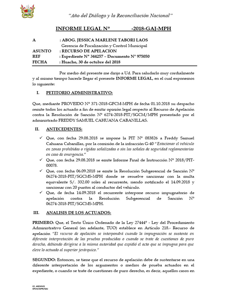 Informe Legal Exp 344257 | PDF