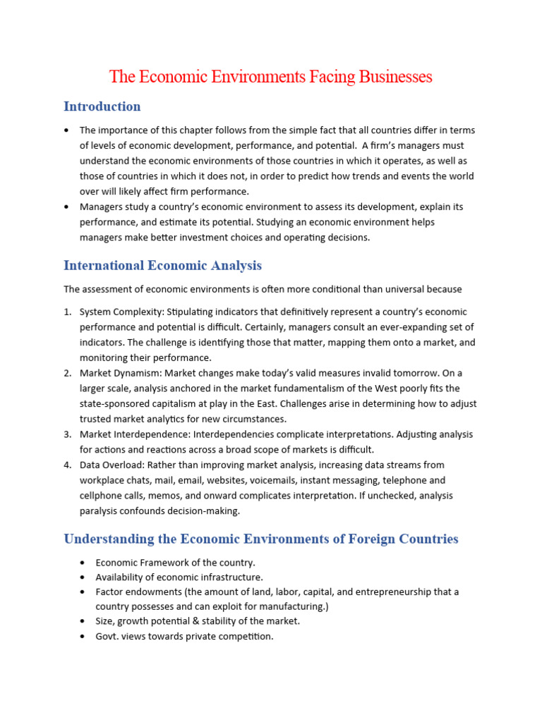 The Economic Environment Facing Business | PDF