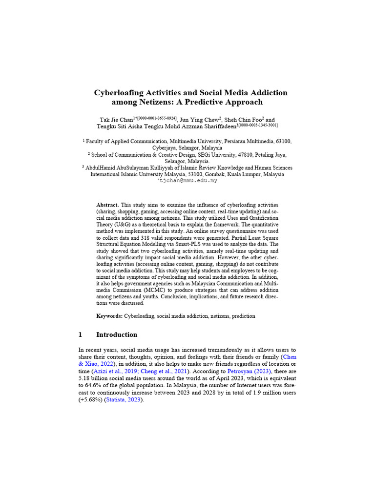 Cyberloafing and Social Media Addiction Analysis | PDF | Career & Growth