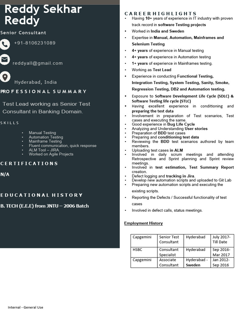 Shekhar Resume | Download Free PDF | Software Testing | It Service ...