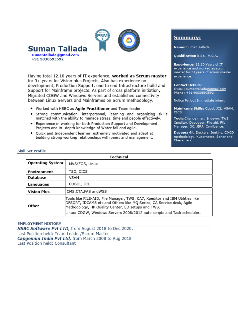 Suman Resume | PDF | Scrum (Software Development) | Software