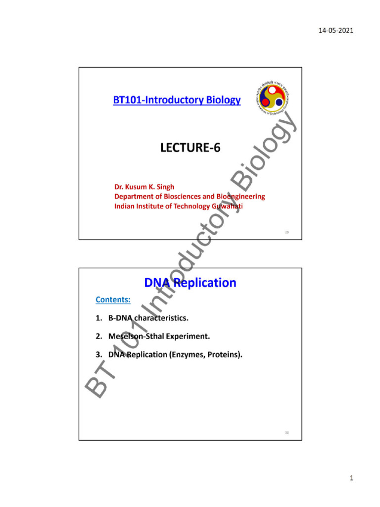 BT101 - Lecture 6 Replication | PDF