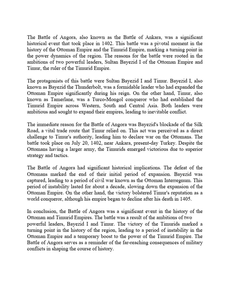 The Battle of Angora | PDF