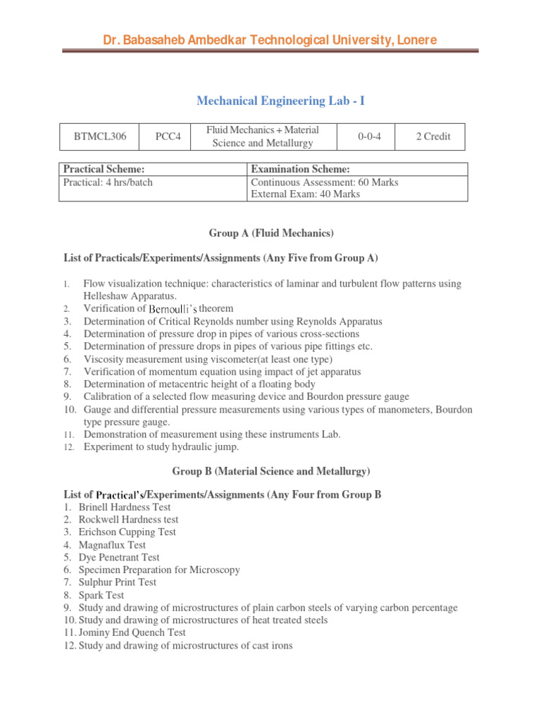 B-Tech-Mech - Mech-Sandwich - Second - Third-Year - 2023-24 MEL I | PDF