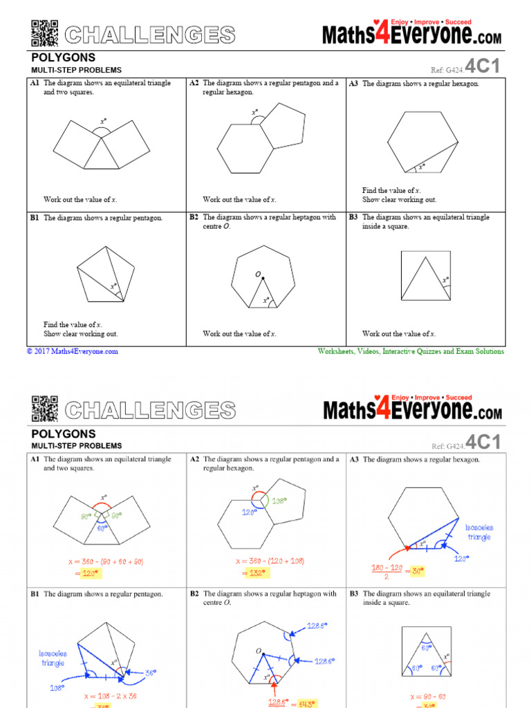 Angles in Polygons Challenges 20324 | PDF