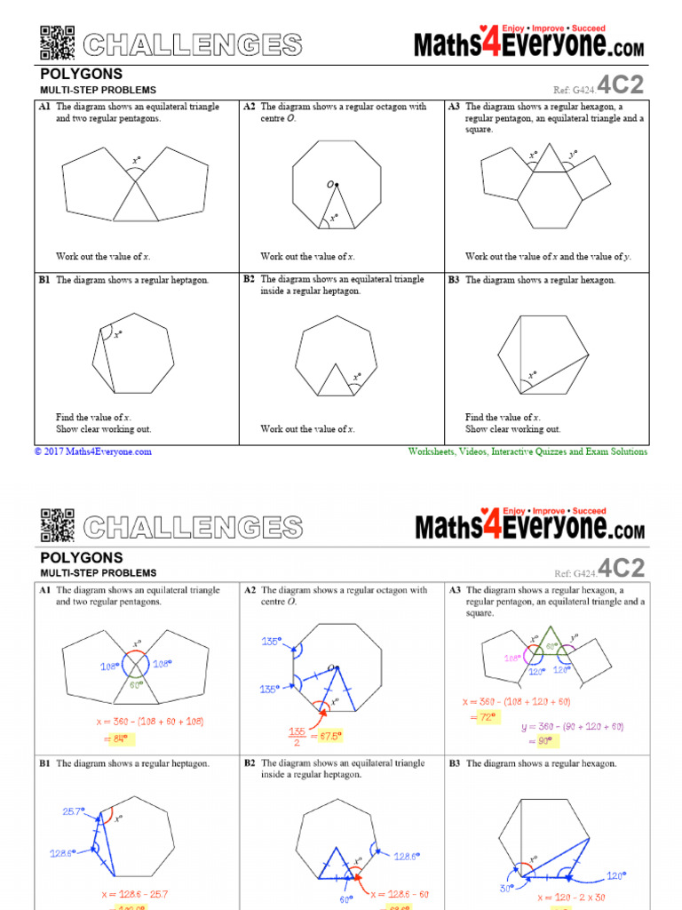 Angles in Polygons Challenges 20325 | PDF