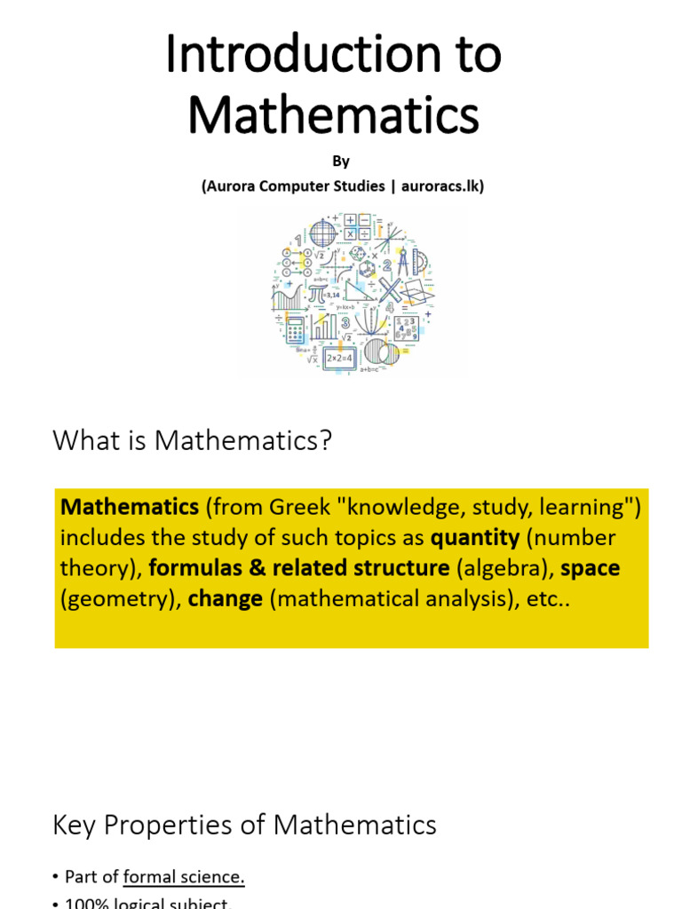 01 Introduction To Mathematics | PDF