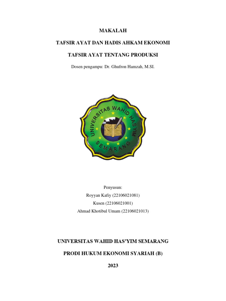 Tafsir Ayat Tentang Produksi TAHA | PDF
