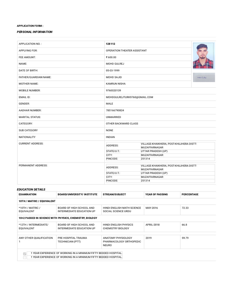 Ot Assistant Safdarjung | PDF