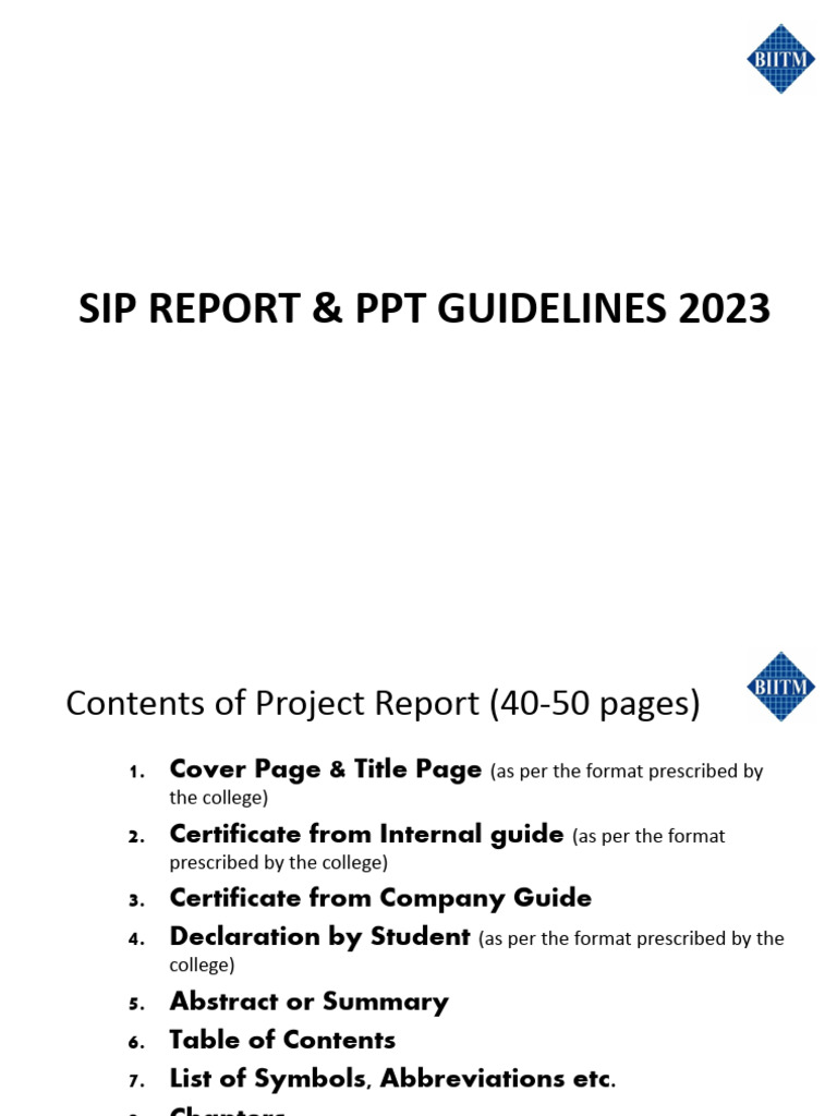 SIP Report & PPT Guidelines 2023 | PDF | Profit (Economics) | Competition