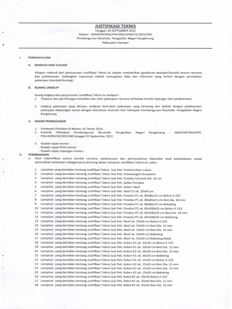 Justek Dan Evaluasi Kontrak, Usulan Kontraktor, Usulan Pengawas Dan ...