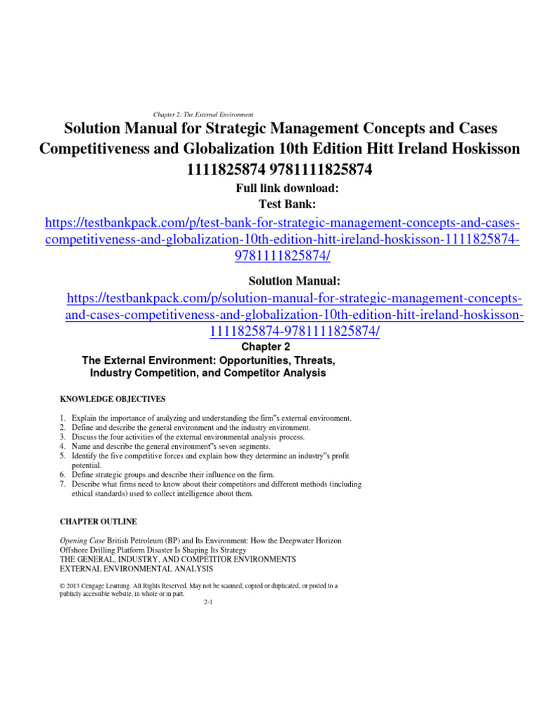 Solution Manual For Strategic Management Concepts and Cases ...