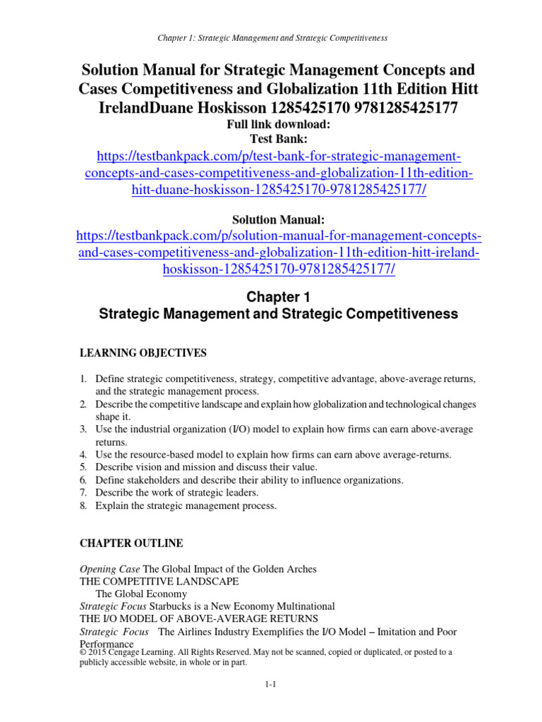 Solution Manual For Strategic Management Concepts and Cases ...