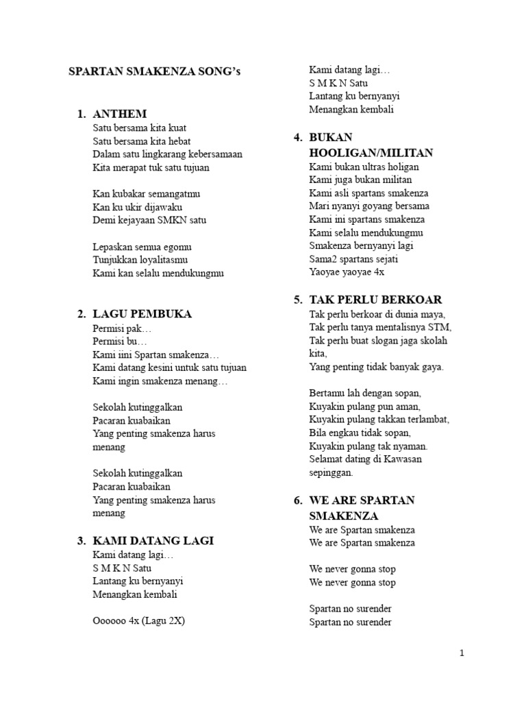 Spartan Smakenza Song New | PDF