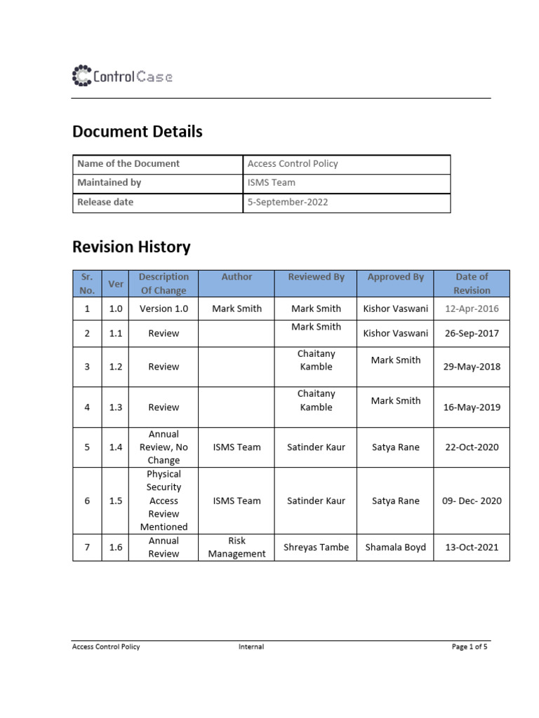 Access Control Policy - v.2.0 | PDF