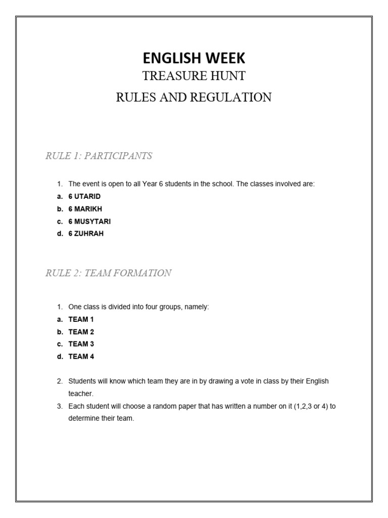Year 6 English Week Treasure Hunt | PDF