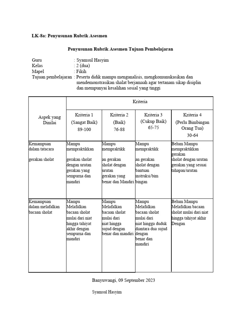 Contoh LK 8 | PDF