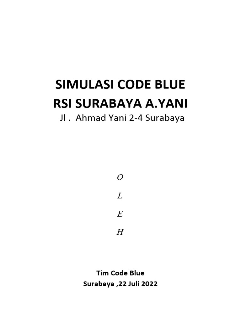 Skenario Simulasi Code Blue 2022 New | PDF