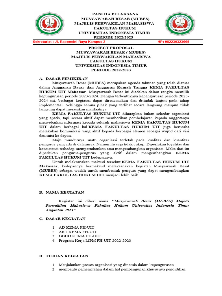 Proposal Mubes Hukum UIT 2022 (AutoRecovered) | PDF