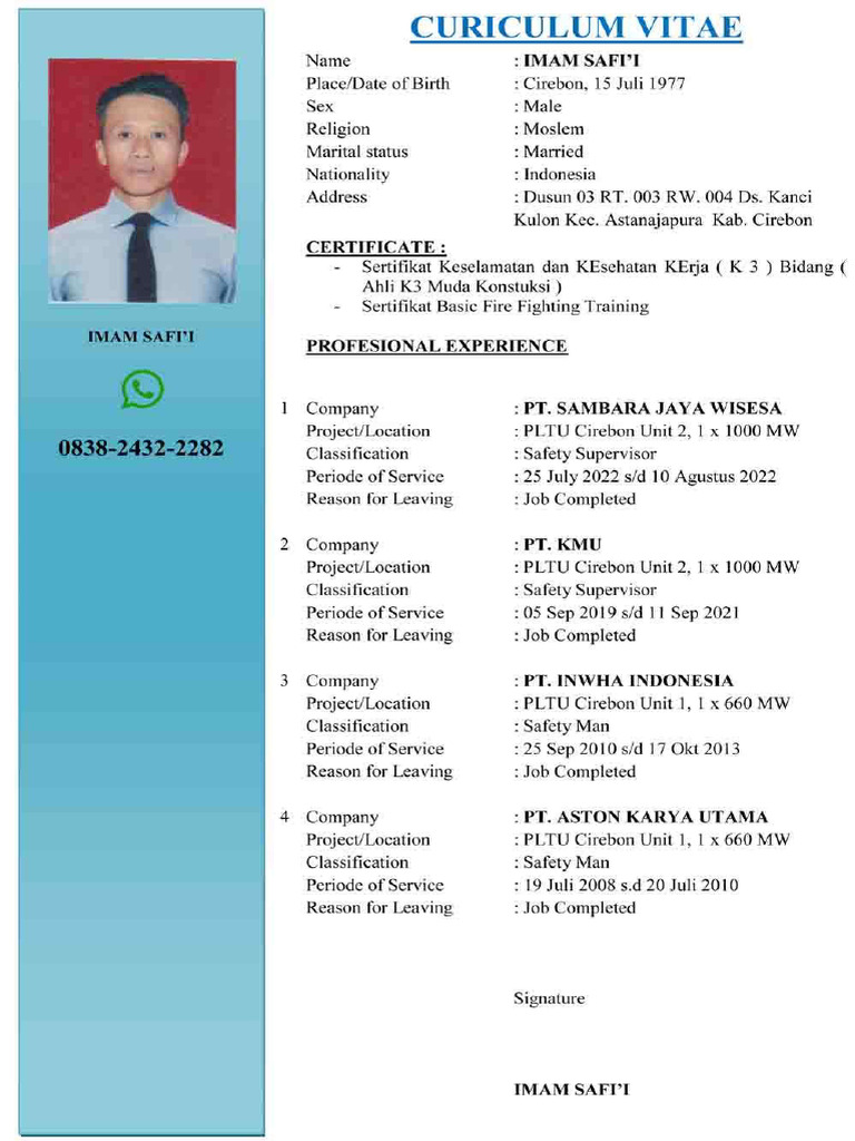 Curiculum Vitae Imam Safi'i | PDF