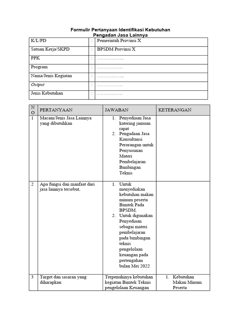 Lampiran 3 - Form Identifikasi Kebutuhan | PDF