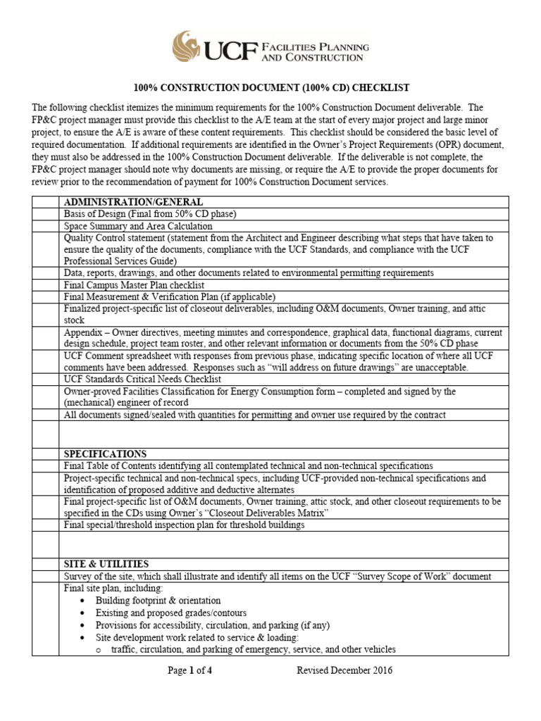 100 Construction Documents Checklist | PDF | Computers | Technology & Engineering