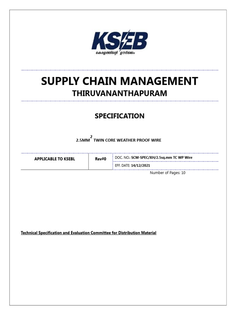 KSEBL Wire Specs & Guidelines | PDF