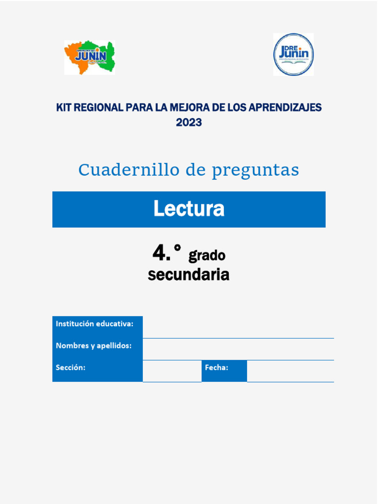 Cuadernillo de Lectura 4° Grado de Secundaria 2023 | PDF | Mapa ...