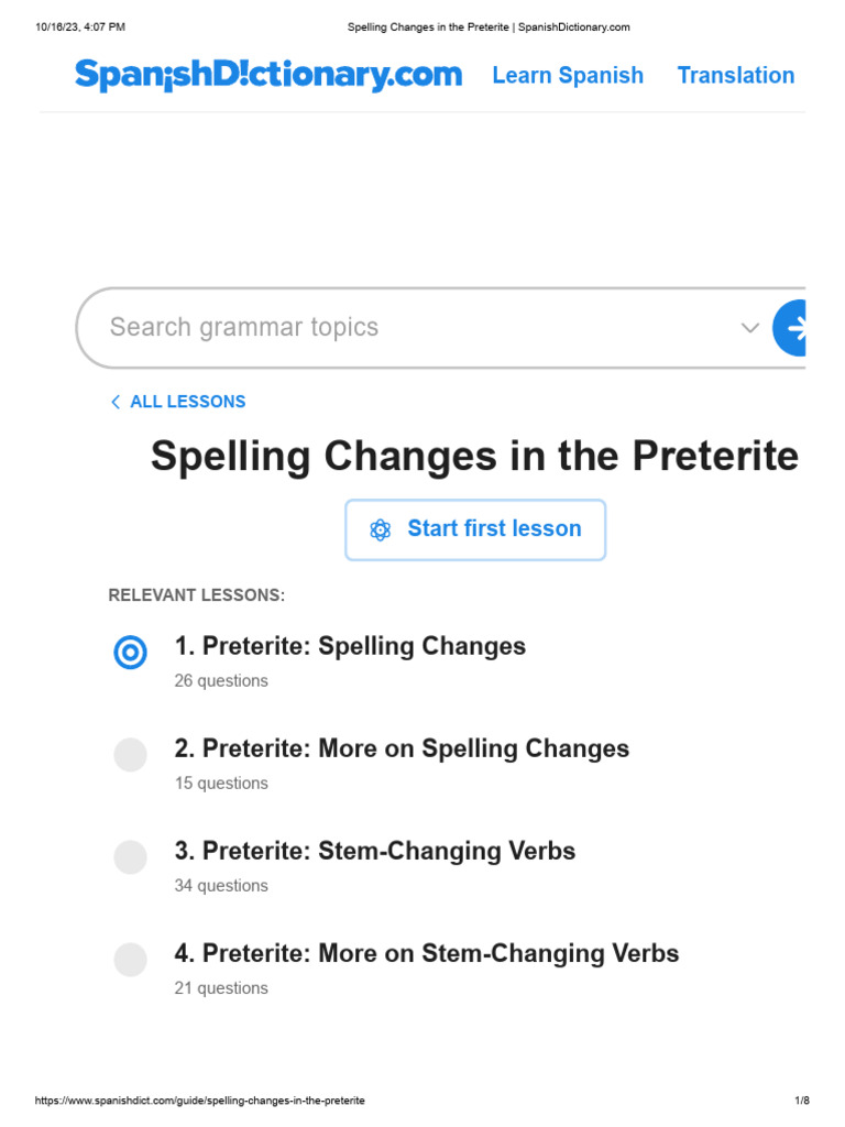 Spelling Changes in The Preterite | PDF