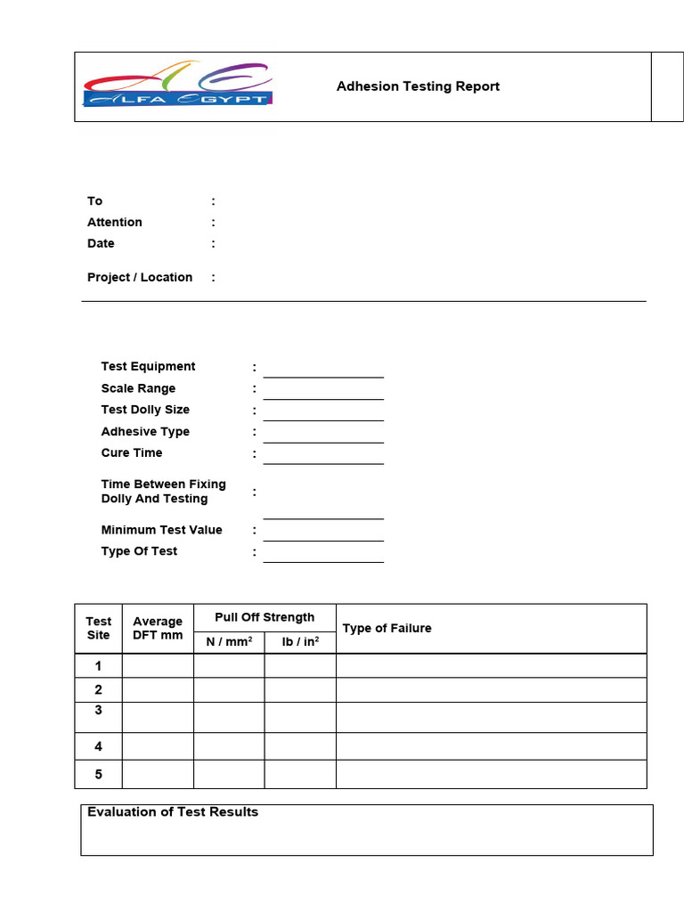 adhesion test report | PDF