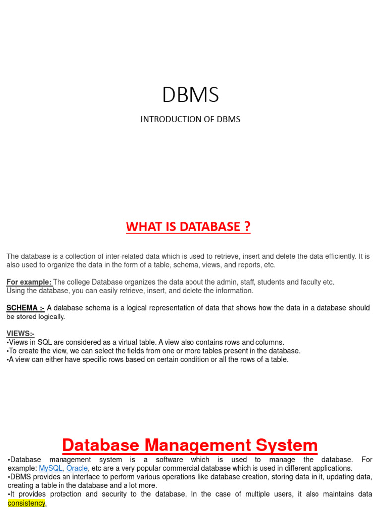 DBMS 1 | PDF