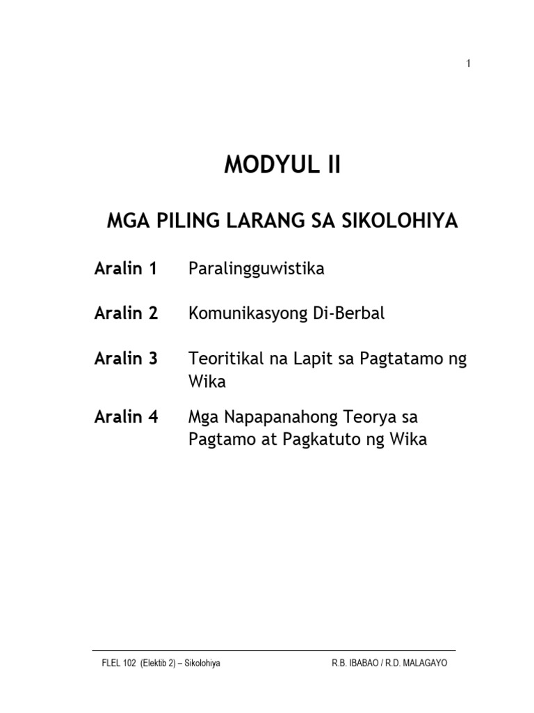 Aralin 1 4 Modyul 2 Sikolohiya | PDF