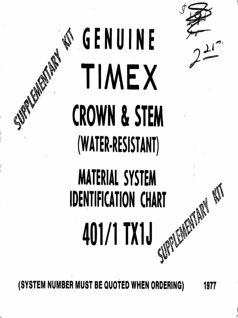 Crown & Stem 401-1 TX1J Water-Resistant 1977 | PDF