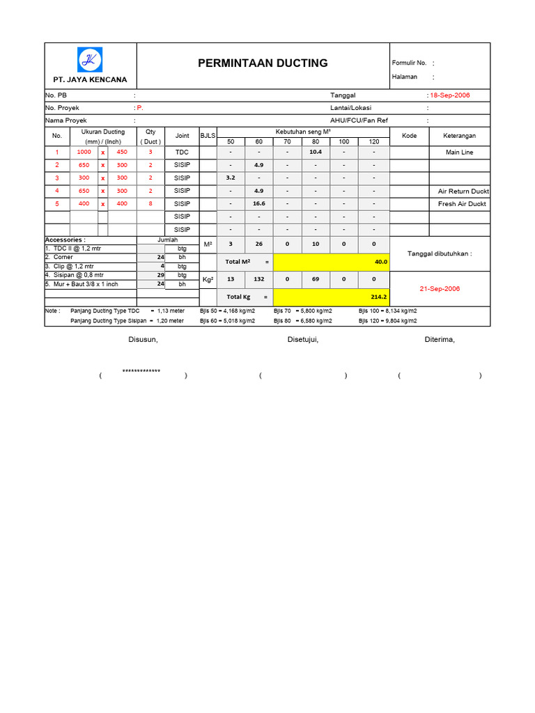 Form PB Ducting Contoh | PDF
