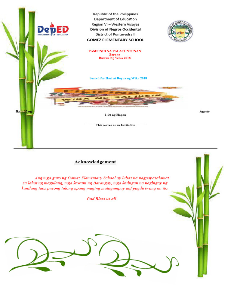 Sample Of Buwan Ng Wika Program Script Template For Podcast Scripts