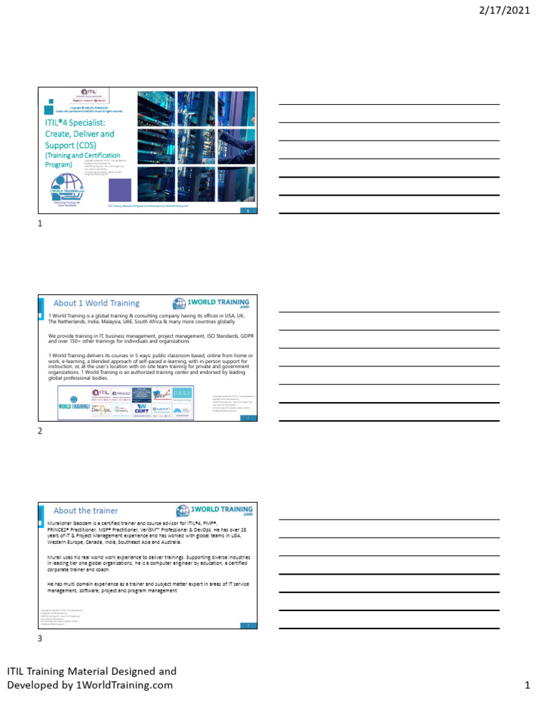 ITIL 4 CDS - Student Courseware Part 1 | PDF