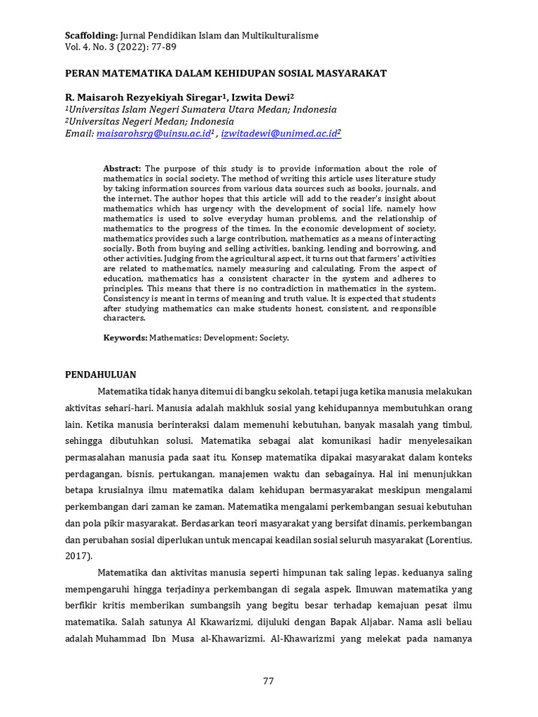 Maisarohsrg@uinsu - Ac.id Izwitadewi@unimed - Ac.id | PDF