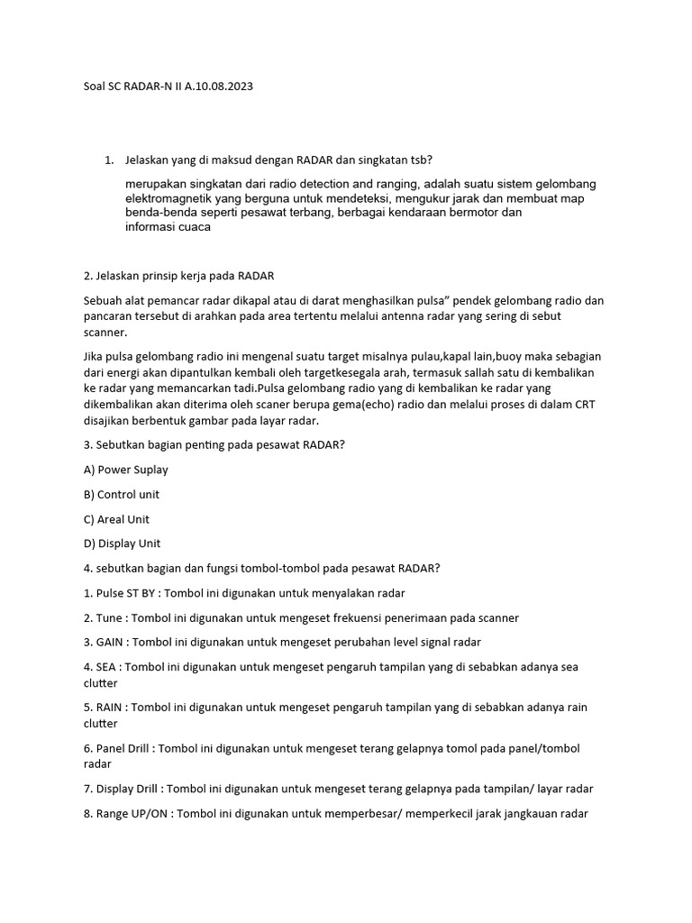 Soal SC Radar | PDF