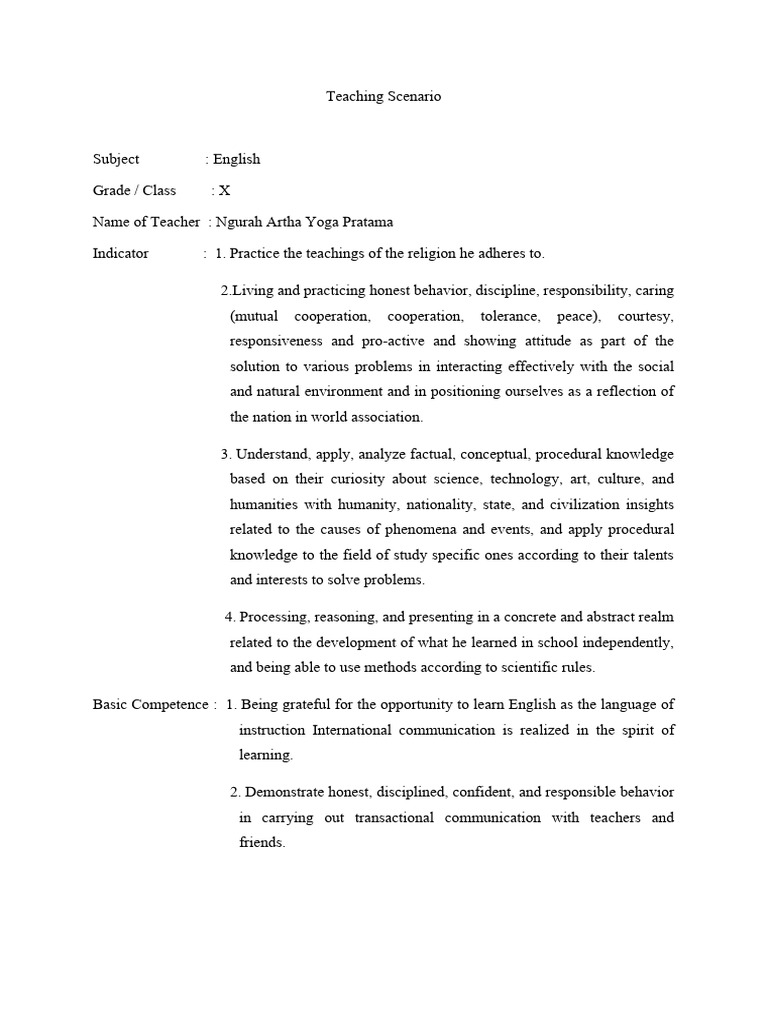 Teaching Scenario | PDF