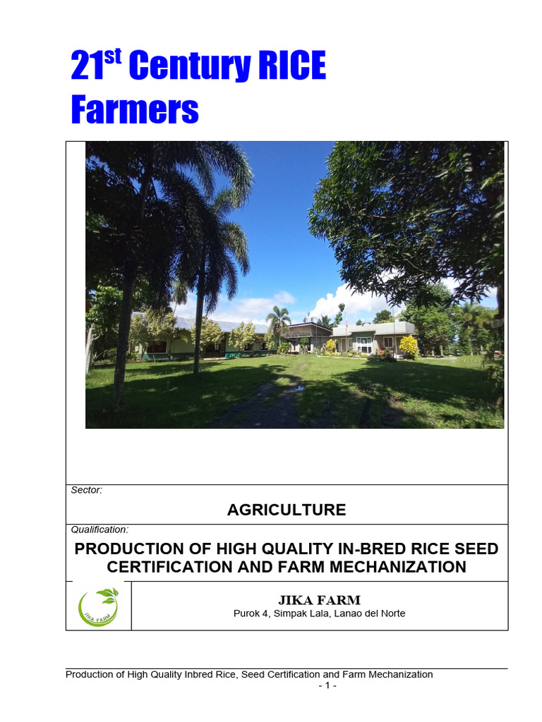 Production On High Quality Inbred Rice Seed Certification and Farm ...