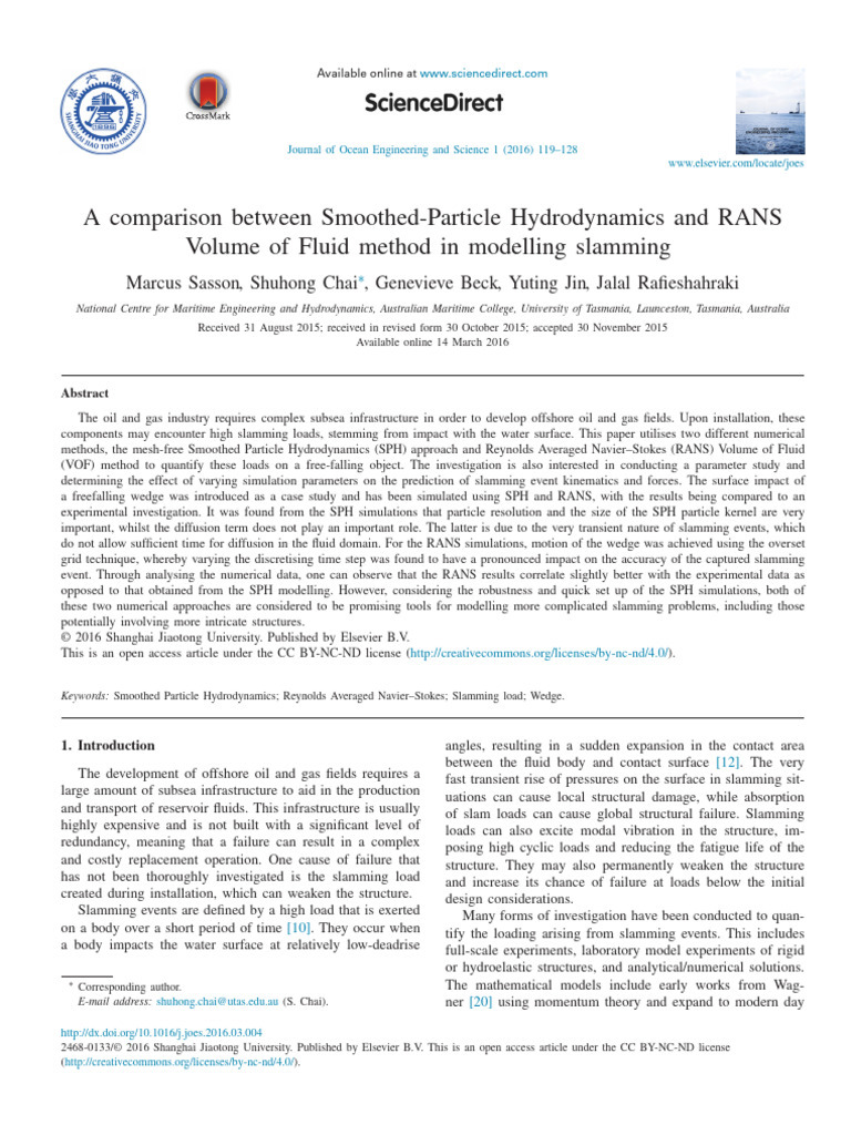 A Comparison Between Smoothed Particle Hydrodynamic - 2016 - Journal of ... A Comparison Between Smoothed Particle Hydrodynamic - 2016 - Journal of ...