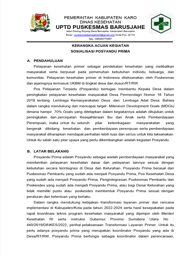Kak Sosialisasi Posyandu Prima | PDF
