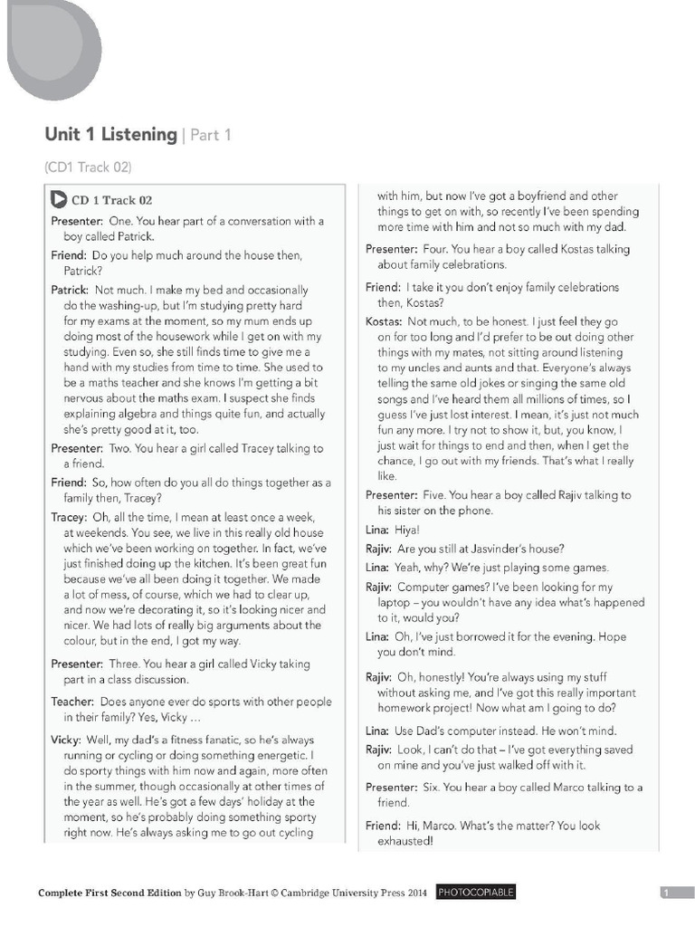 Listening - Tapescript | PDF