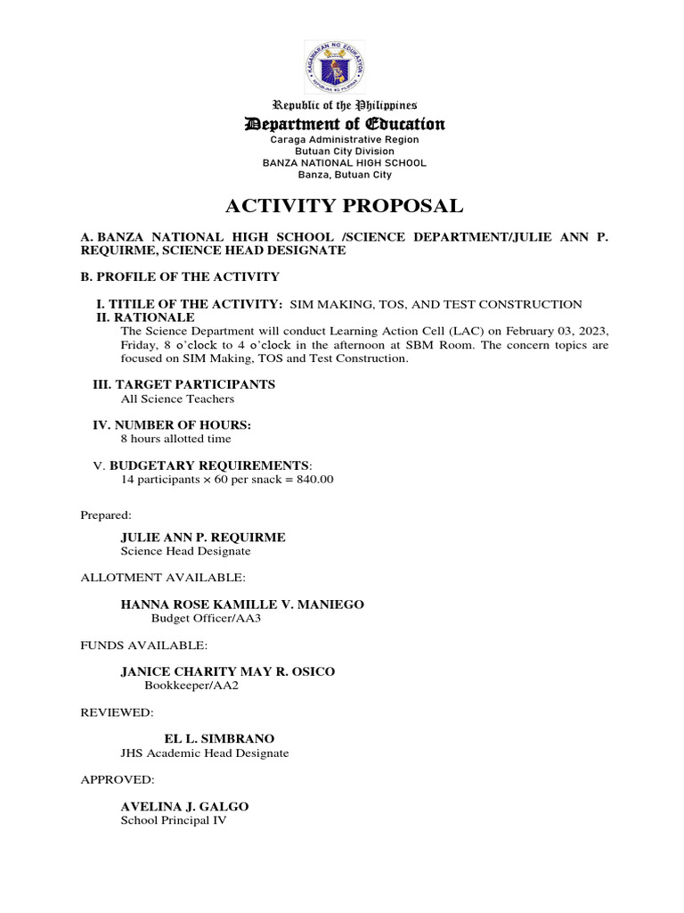 Science Department Lac Accomplishment Report Sy 2023 | PDF