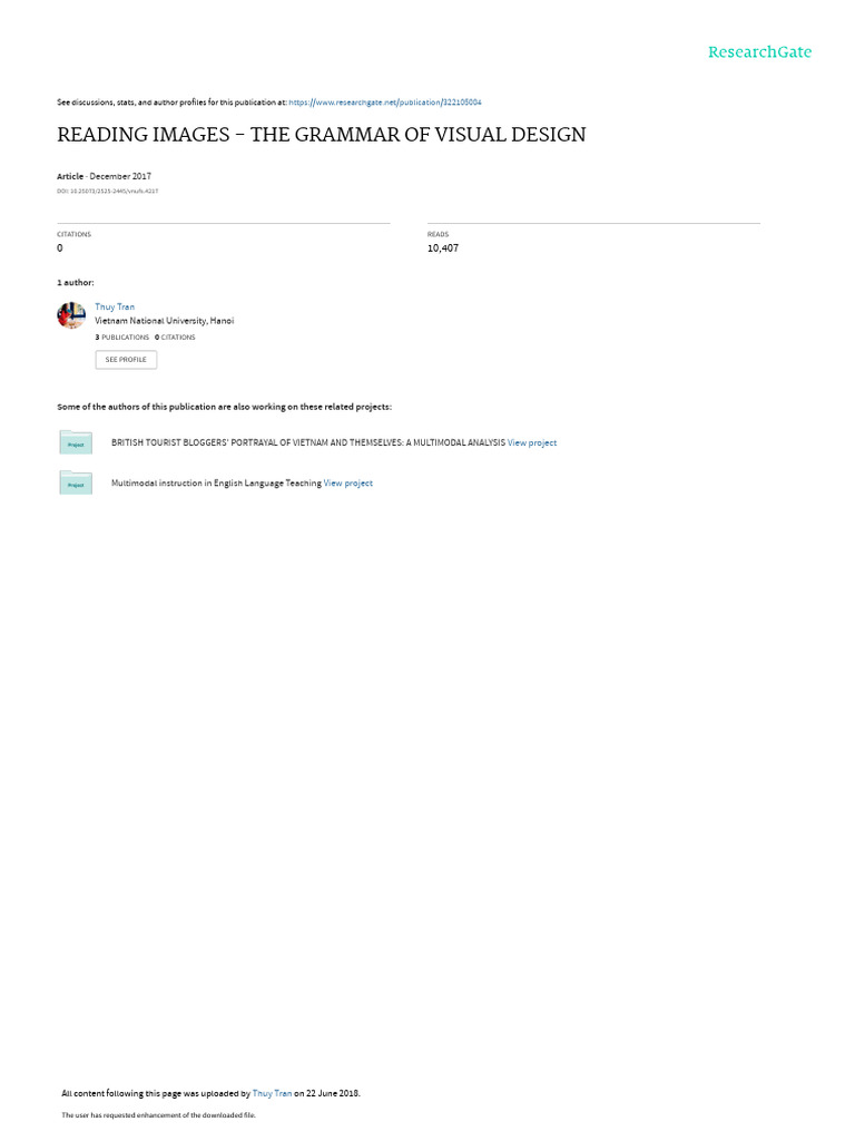 Reading Images - The Grammar of Visual Design | PDF