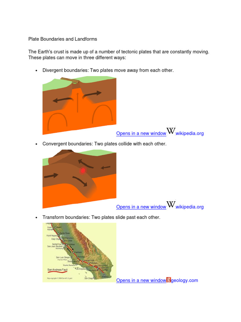 Plate Boundaries Handouts | PDF