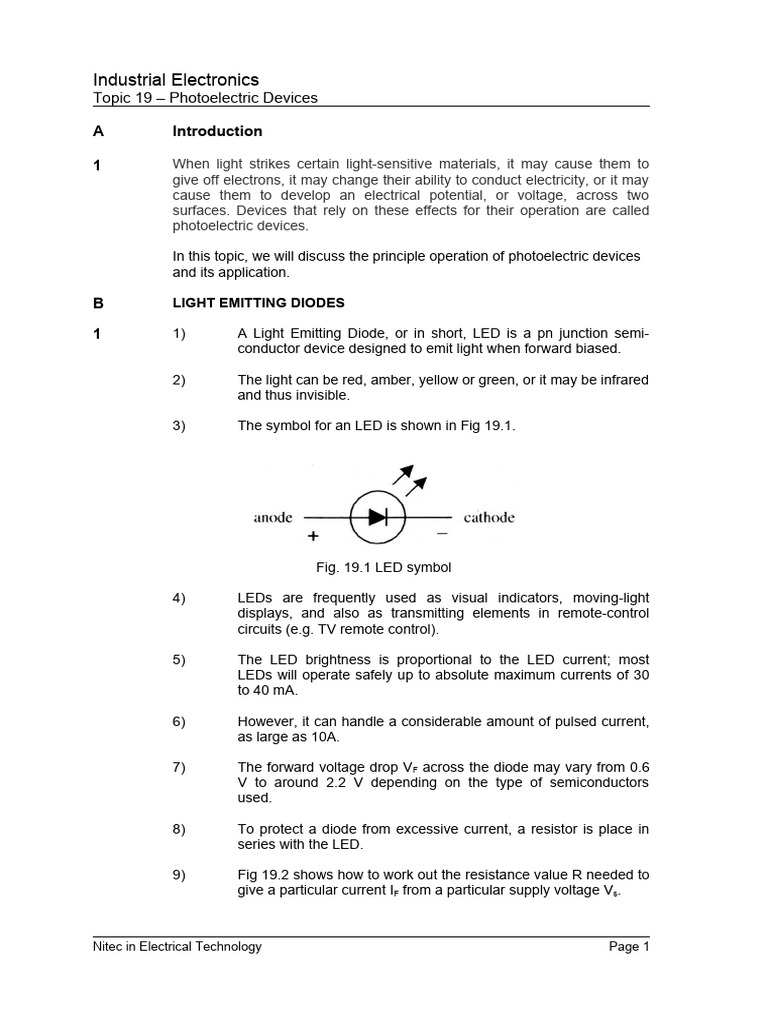 IE-Topic-19 - Photoelectric Devices | PDF | Light Emitting Diode | Diode