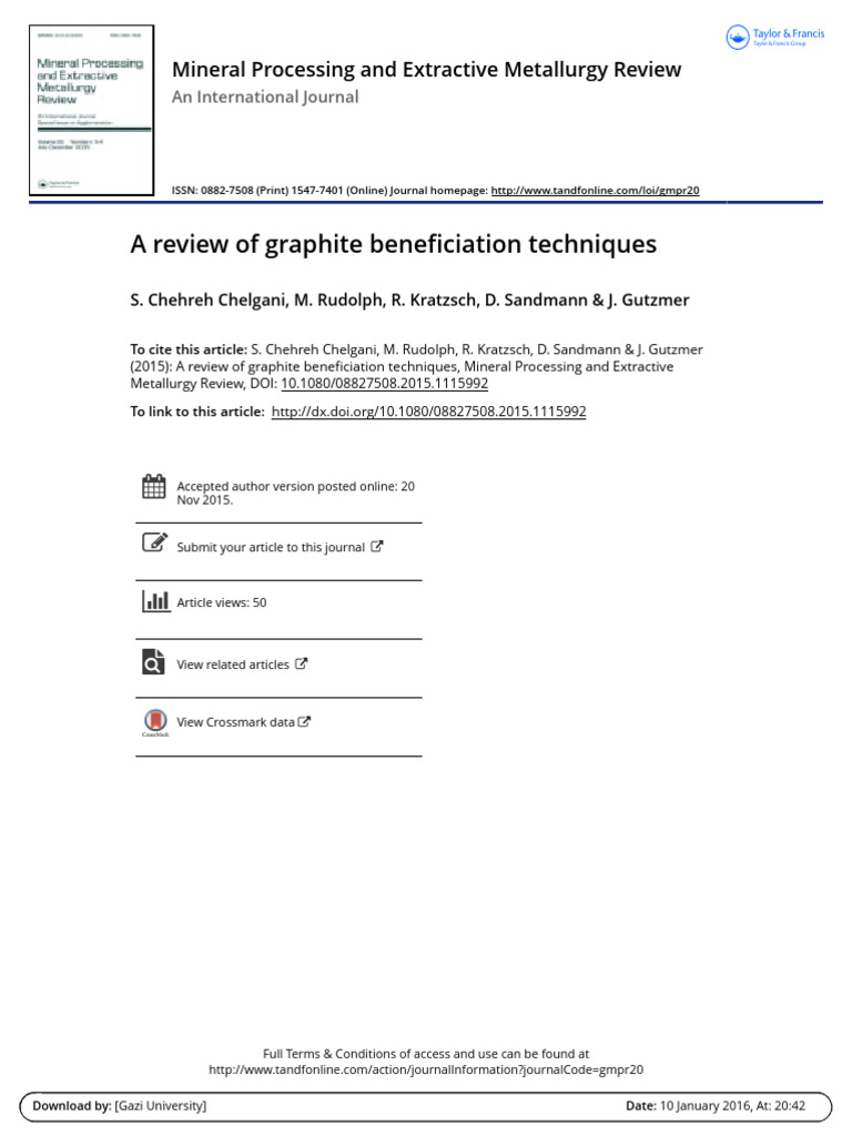 A Review of Graphite Beneficiation Techniques | PDF