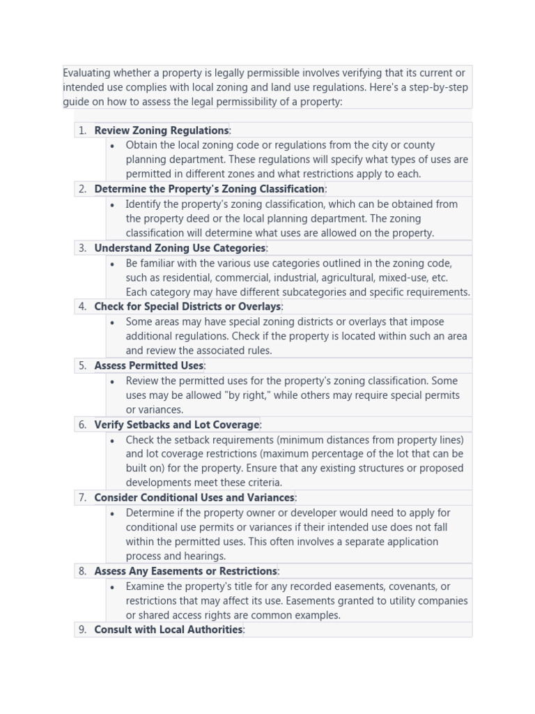 Assessing Property Legal Permissibility | PDF