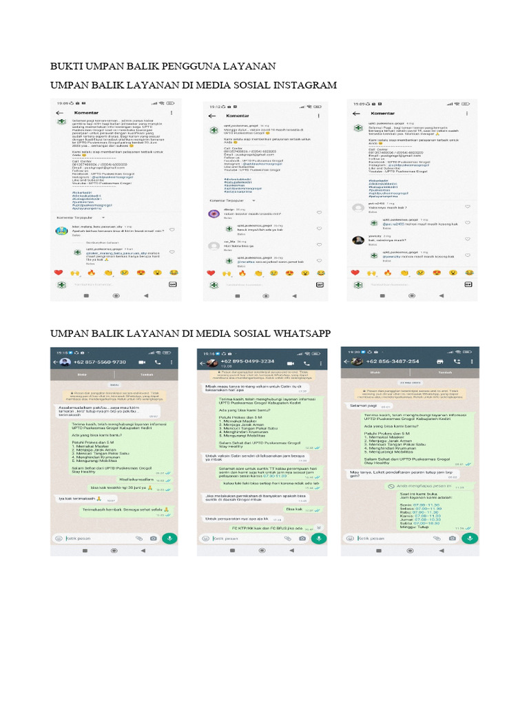 Bukti Umpan Balik Pengguna Layanan | PDF
